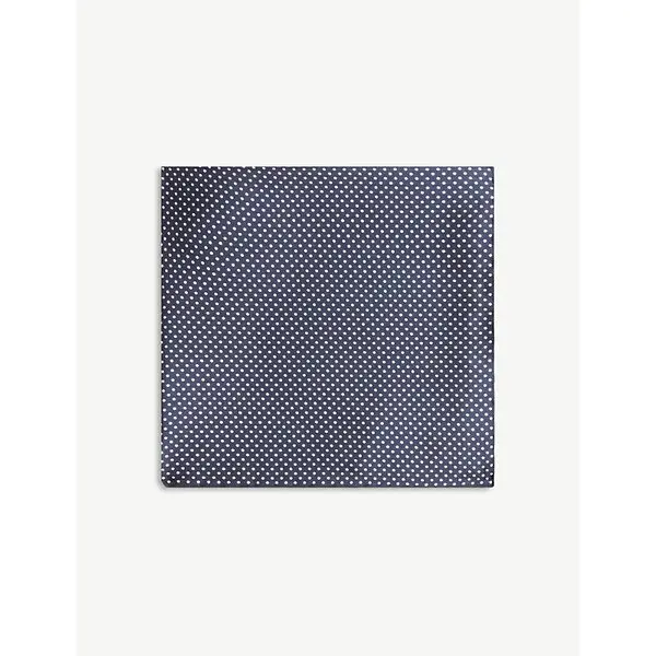 Eton Polka-dot Silk Pocket Square - Blue