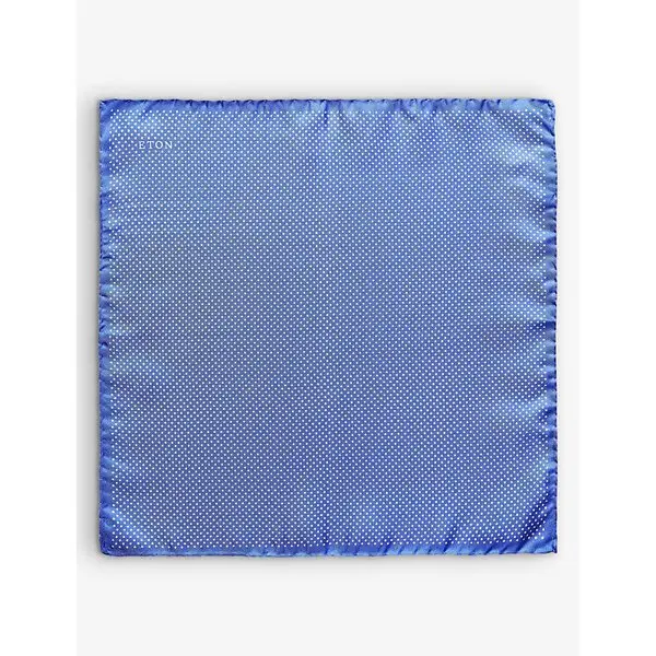 Eton Polka-dot Silk Pocket Square - Light Blue