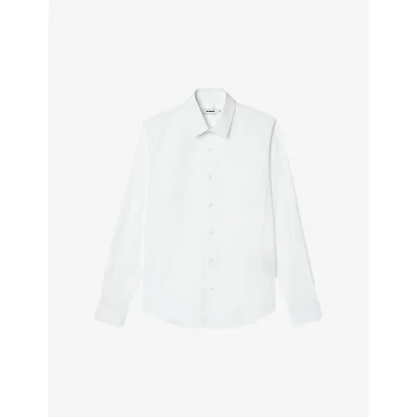 Sandro Classic-collar Slim-fit Stretch Cotton-blend Shirt - Naturels