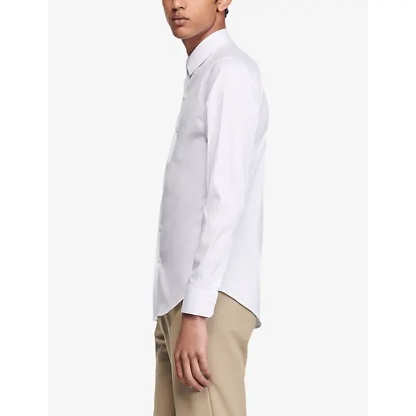 Sandro Classic-collar Slim-fit Stretch Cotton-blend Shirt - Naturels