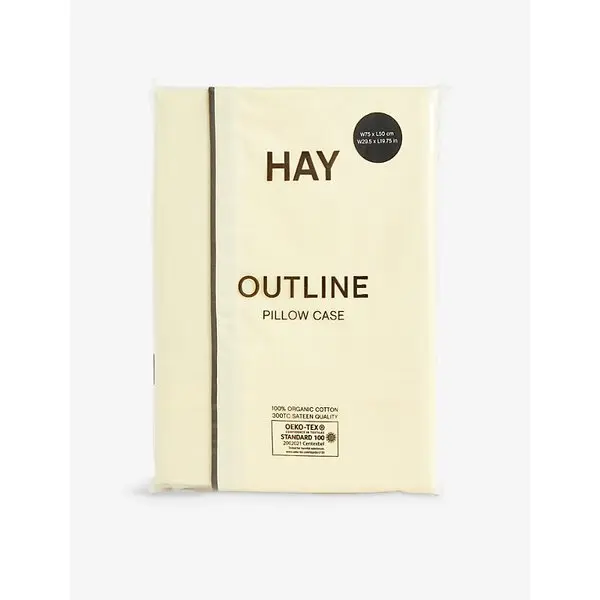 HAY Outline Contrast-trim Cotton Pillowcase 75cm X 50cm