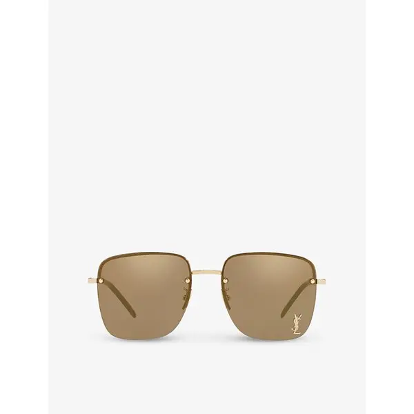 Saint Laurent Rectangular-frame Metal Sunglasses - Gold