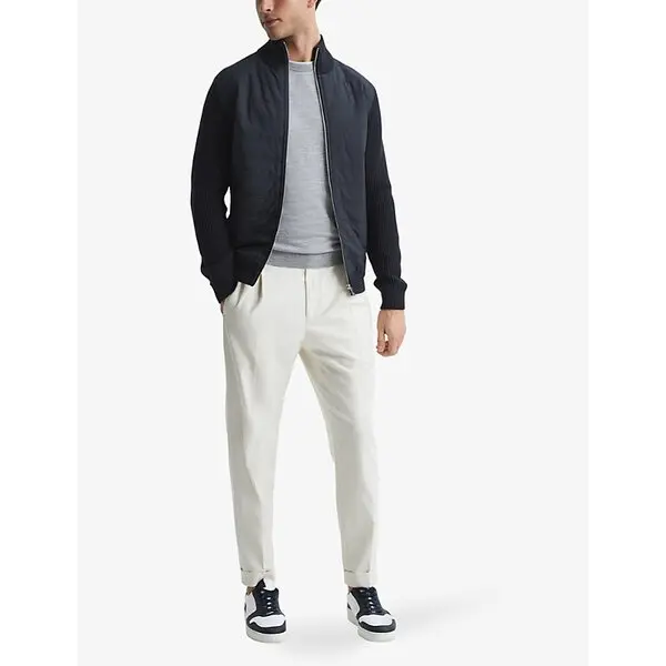 REISS Trainer Crewneck Stretch-knit Jumper