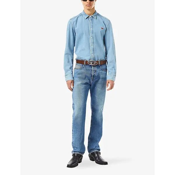 DIESEL® B-1dr Logo-buckle Leather Belt - T2348