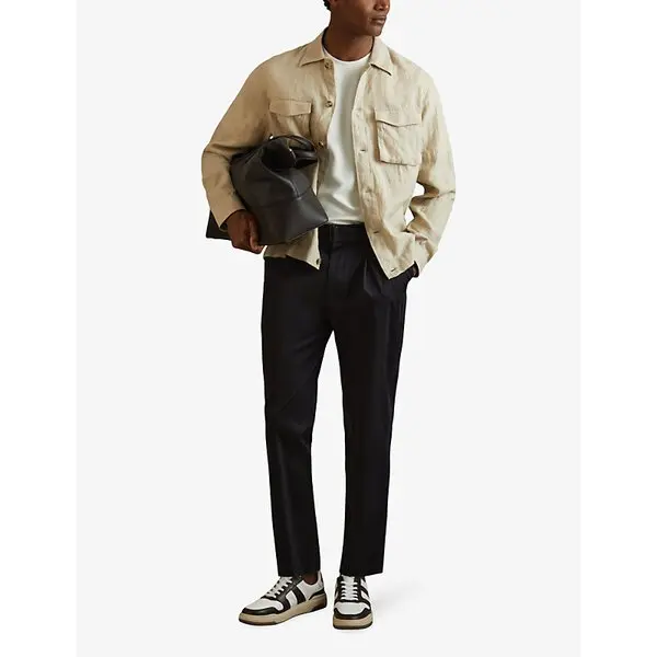 REISS Wick Textured Stretch-woven T-shirt - Off White