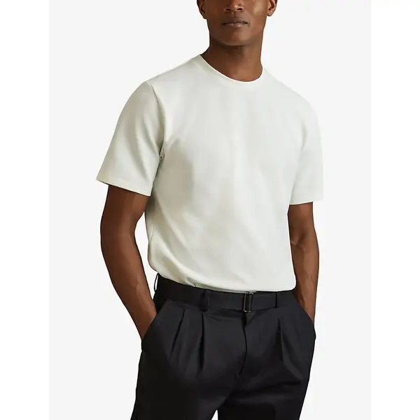 REISS Wick Textured Stretch-woven T-shirt - Off White