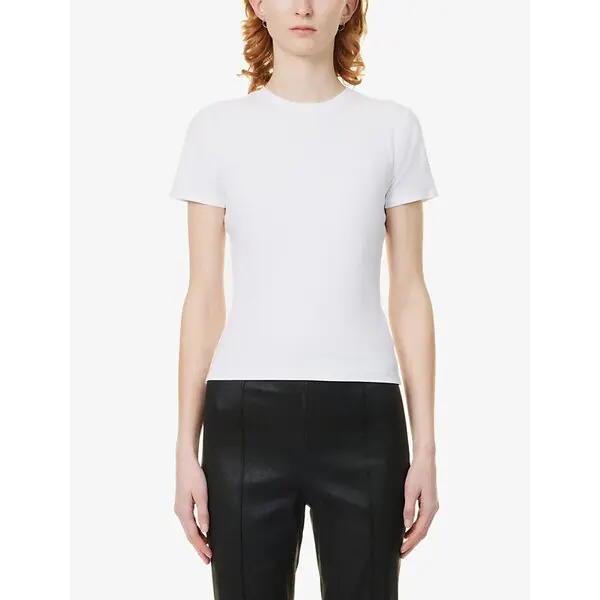 Good American Round-neck Stretch-cotton T-shirt - White001