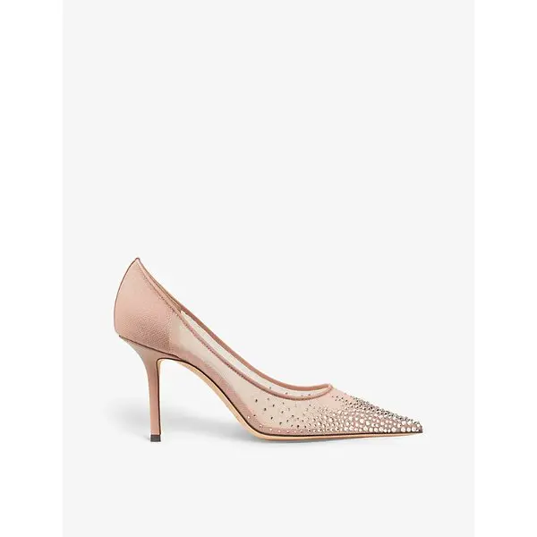 JIMMY CHOO Love 85 Crystal-embellished Mesh Heeled Courts - Ballet Pink