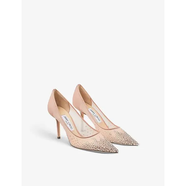 JIMMY CHOO Love 85 Crystal-embellished Mesh Heeled Courts - Ballet Pink