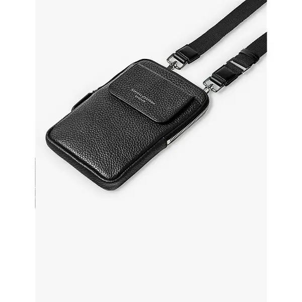 ASPINAL OF LONDON Logo-print Grained-leather Crossbody Phone Case