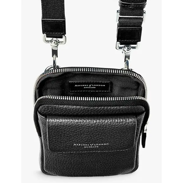 ASPINAL OF LONDON Logo-print Grained-leather Crossbody Phone Case
