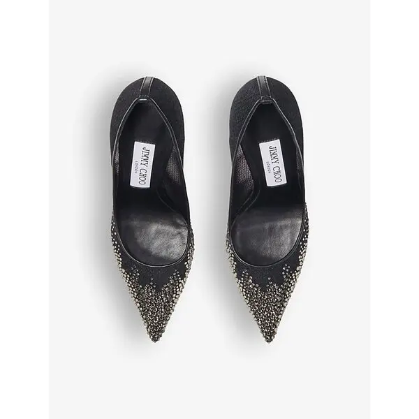 JIMMY CHOO Love 85 Crystal-embellished Mesh Pumps - Black/black