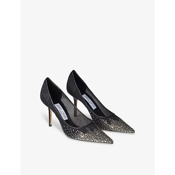 JIMMY CHOO Love 85 Crystal-embellished Mesh Pumps - Black/black