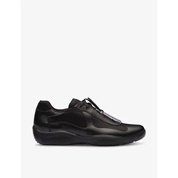 Prada America's Cup Original Leather And Mesh Trainers - Black