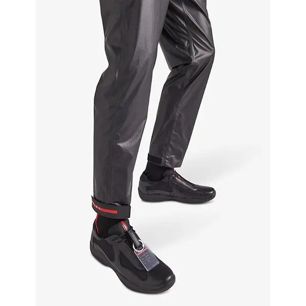 Prada America's Cup Original Leather And Mesh Trainers - Black