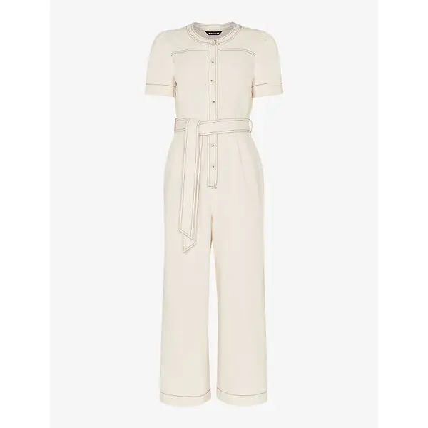 Whistles Alana Denim Jumpsuit - Cream