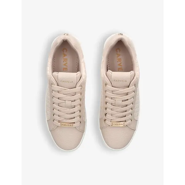 Carvela Faux-leather Woven Low-top Trainers - Taupe