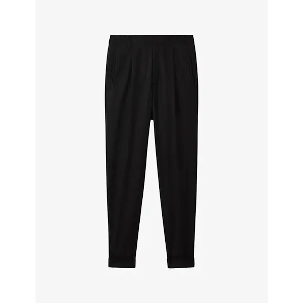 REISS Relaxed-fit Tapered Woven Trousers - Black