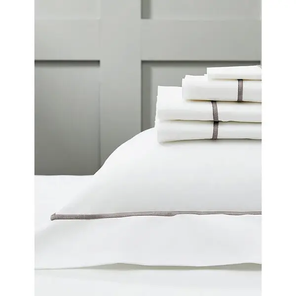 THE WHITE COMPANY Savoy Cotton Flat Sheet - White/mink