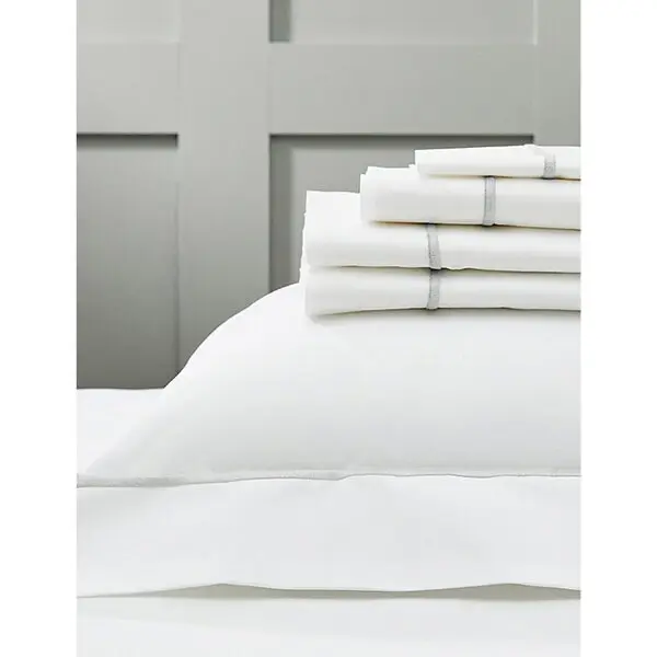 THE WHITE COMPANY Savoy Cotton Flat Sheet - White/silver