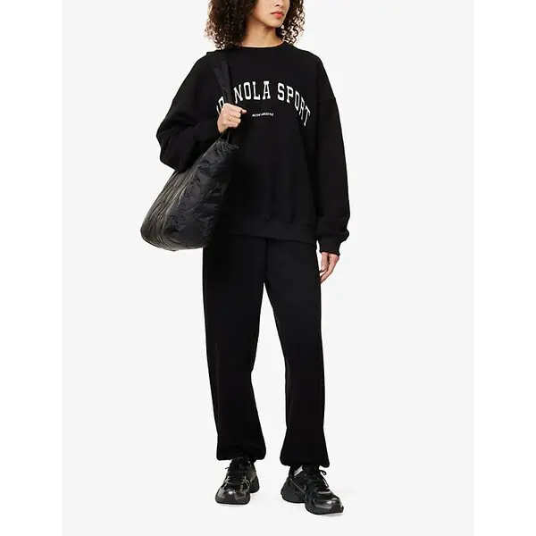 ADANOLA Logo-embroidered Relaxed-fit Cotton Sweatshirt - Black