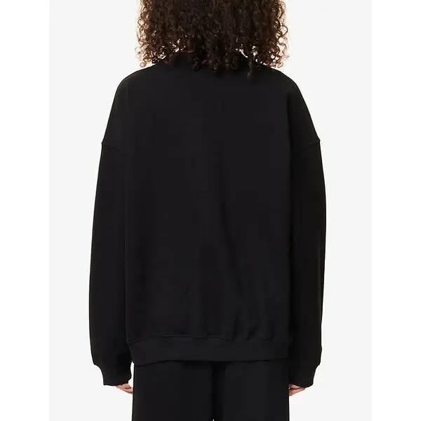 ADANOLA Logo-embroidered Relaxed-fit Cotton Sweatshirt - Black