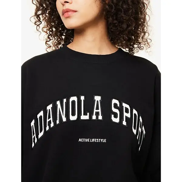 ADANOLA Logo-embroidered Relaxed-fit Cotton Sweatshirt - Black