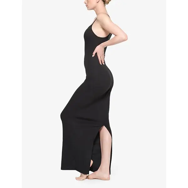 skims cotton rib maxi dress Skims Cotton Rib Long Cami Maxi Dress in Black