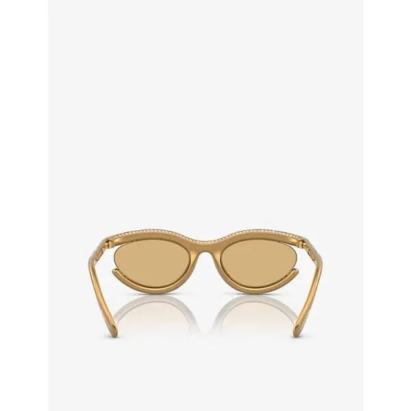 SWAROVSKI Sk6006 Crystal-embellished Oval Sunglasses - Gold