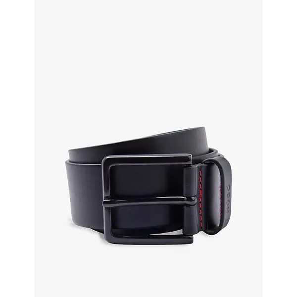 Hugo Logo-embossed Leather Belt - Black