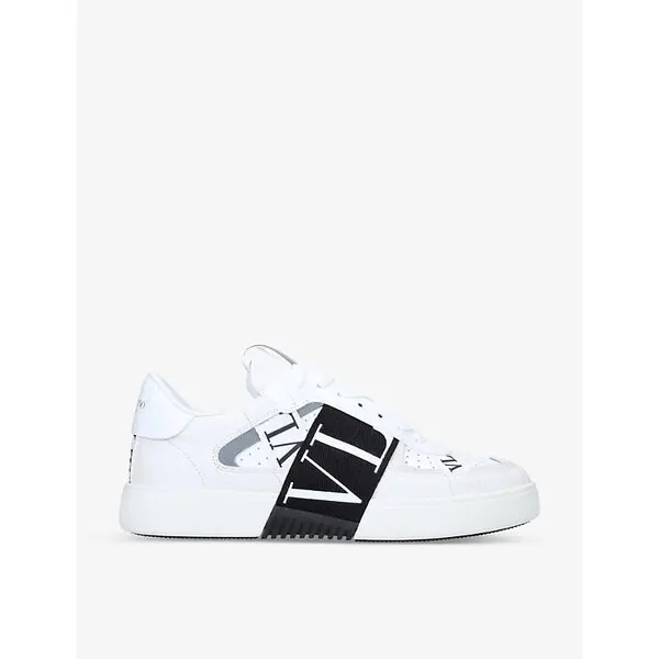 Valentino Garavani Vl7n Logo-strap Leather Low-top Trainers - White/blk