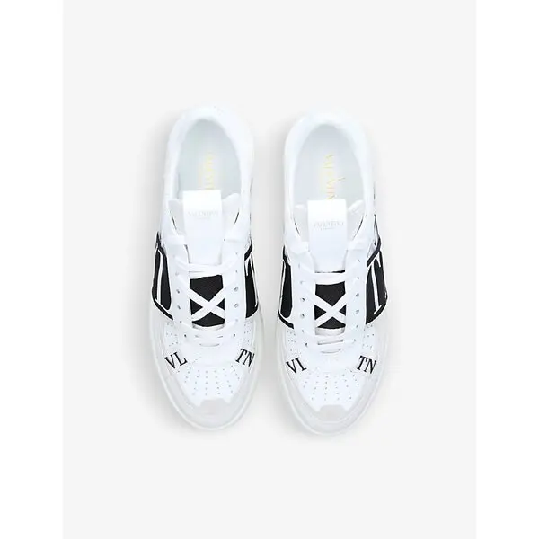 Valentino Garavani Vl7n Logo-strap Leather Low-top Trainers - White/blk