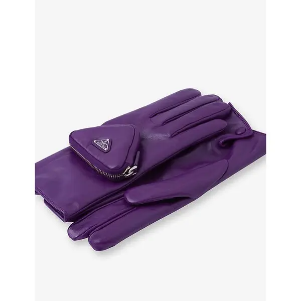 Prada Leather Gloves - Purple