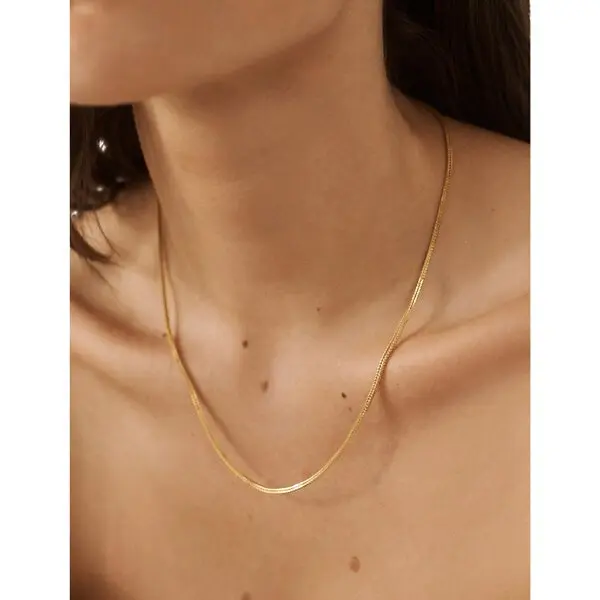 Monica Vinader Juno Fine 18ct Vermeil Sterling Silver Chain Necklace - Yellow Gold