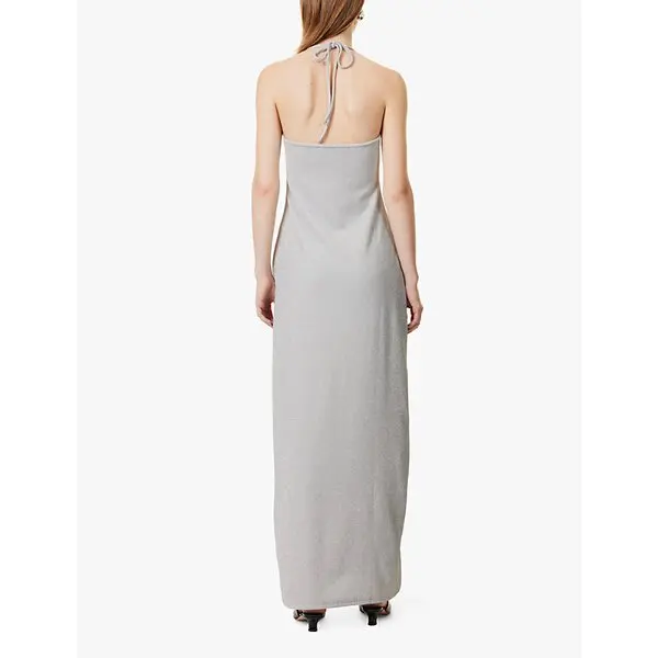 sachin and babi light blue dress Pretty Lavish Hammered Satin Midaxi Dress In Gold main image 0