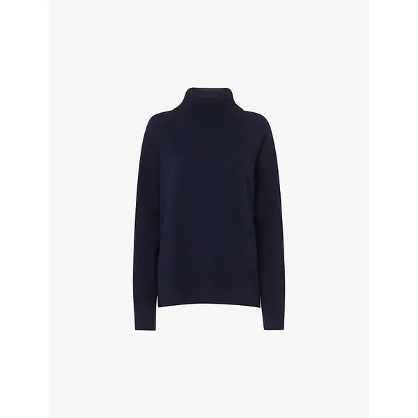 Whistles Relaxed Fit Cashmere Turtleneck Jumper - Navy