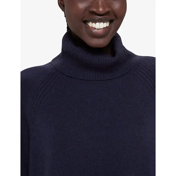 Whistles Relaxed Fit Cashmere Turtleneck Jumper - Navy