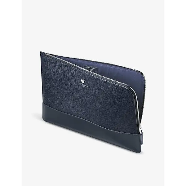 ASPINAL OF LONDON City Large Logo-embossed Leather Laptop Case