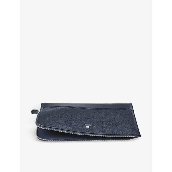 ASPINAL OF LONDON City Large Logo-embossed Leather Laptop Case