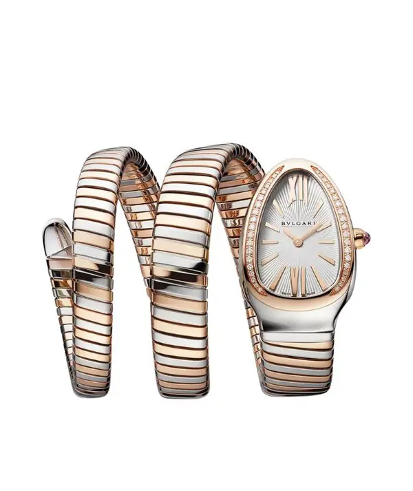 BVLGARI Serpenti Tubogas 18ct Rose-gold, Stainless Steel And Diamond Watch - Steel And Gold