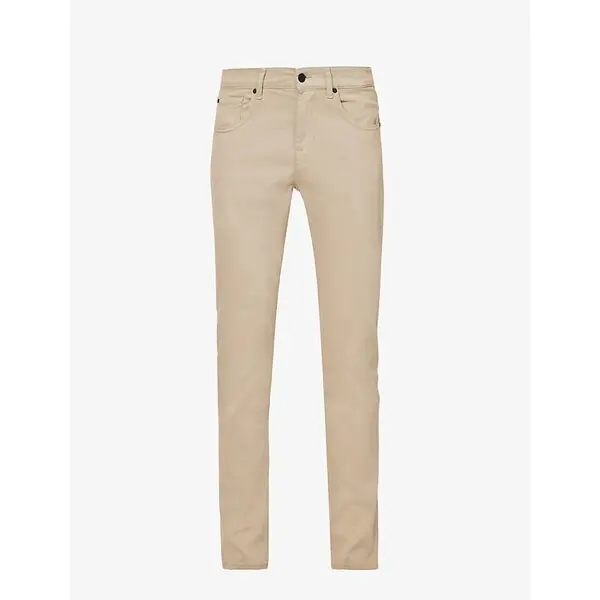 7 For All Mankind Brand-patch Regular-fit Stretch-denim Jeans - Beige
