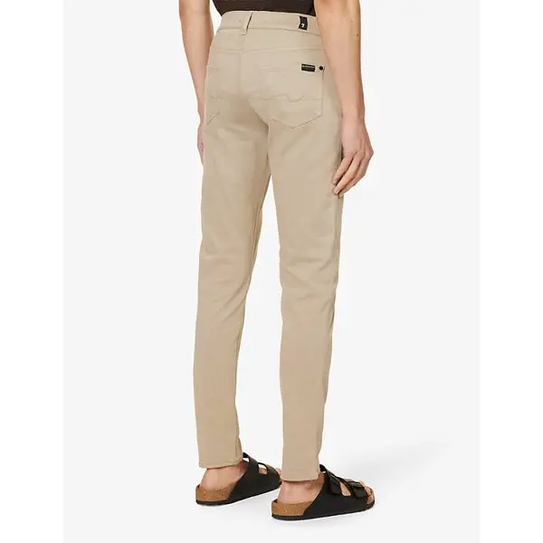 7 For All Mankind Brand-patch Regular-fit Stretch-denim Jeans - Beige