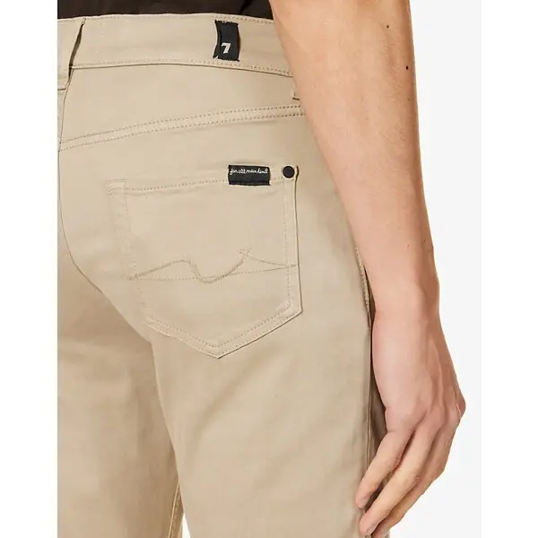 7 For All Mankind Brand-patch Regular-fit Stretch-denim Jeans - Beige