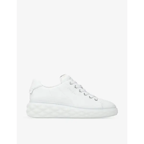 JIMMY CHOO Diamond Light Maxi Branded Leather Low-top Trainers - V White/white