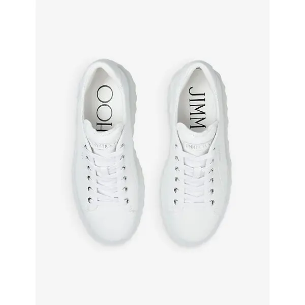 JIMMY CHOO Diamond Light Maxi Branded Leather Low-top Trainers - V White/white
