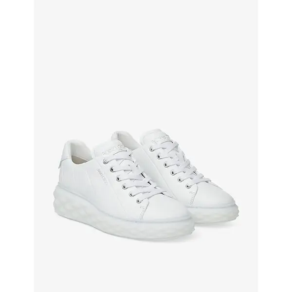 JIMMY CHOO Diamond Light Maxi Branded Leather Low-top Trainers - V White/white