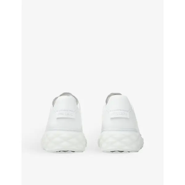 JIMMY CHOO Diamond Light Maxi Branded Leather Low-top Trainers - V White/white