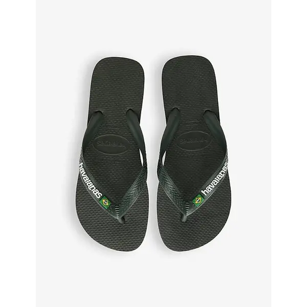 Havaianas Brasil Logo-embossed Rubber Flip-flops - Green Olive