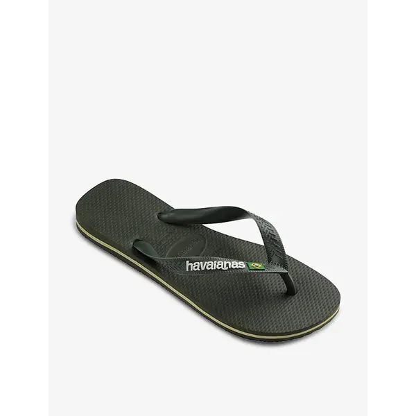 Havaianas Brasil Logo-embossed Rubber Flip-flops - Green Olive