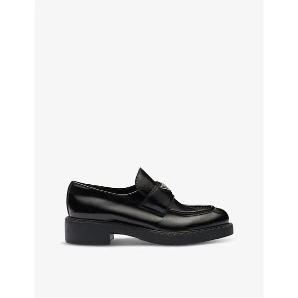 Prada Logo-plaque Leather Loafers